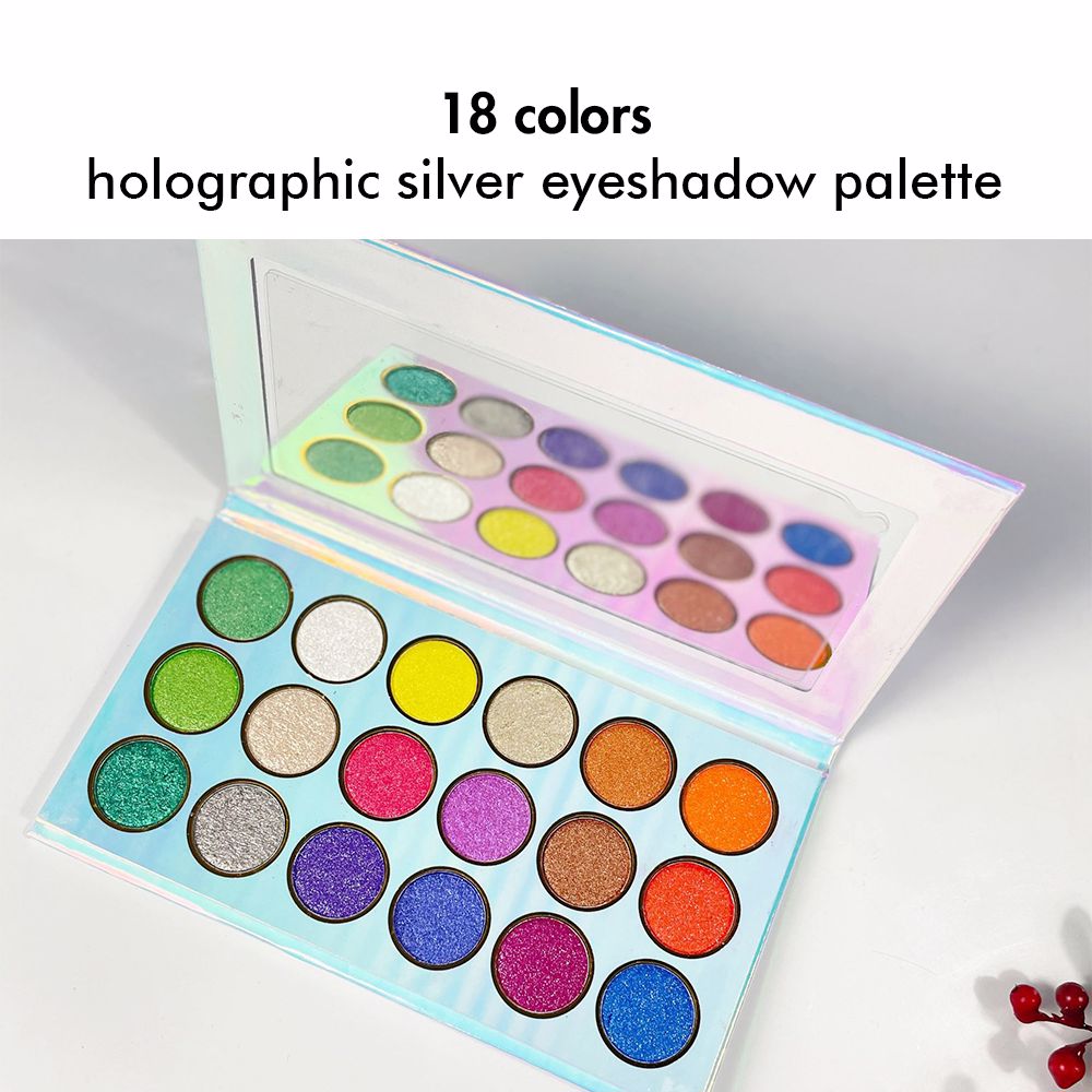 18 Colors Holographic Silver Eyeshadow Palette – MSmakeupoem.com